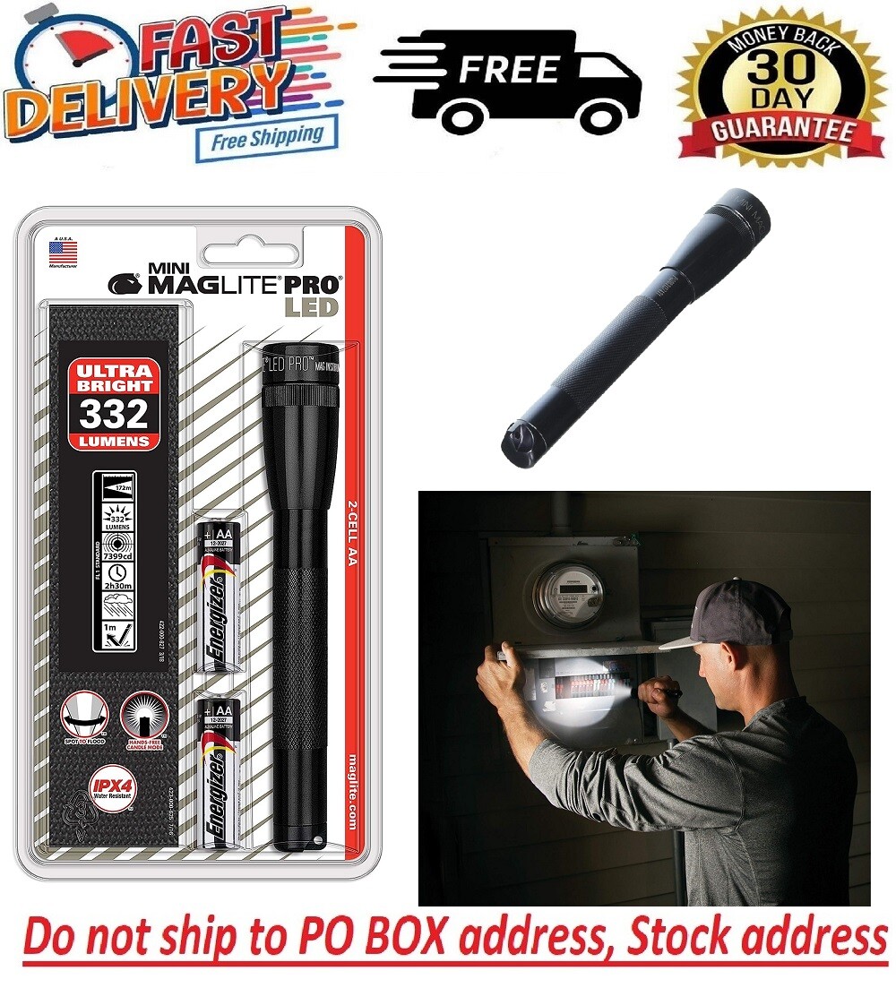 Maglite Mini PRO LED 2-Cell AA Flashlight with Holster Black - SP2P01H ...