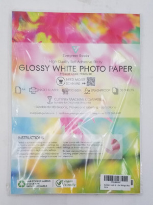 Evergreen Goods 50 Sheets A4 White Glossy Printable Photo Sticker Paper ...