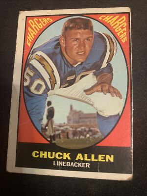 1967 Topps Football #129 Chuck Allen San Diego Chargers GVG Creased ...