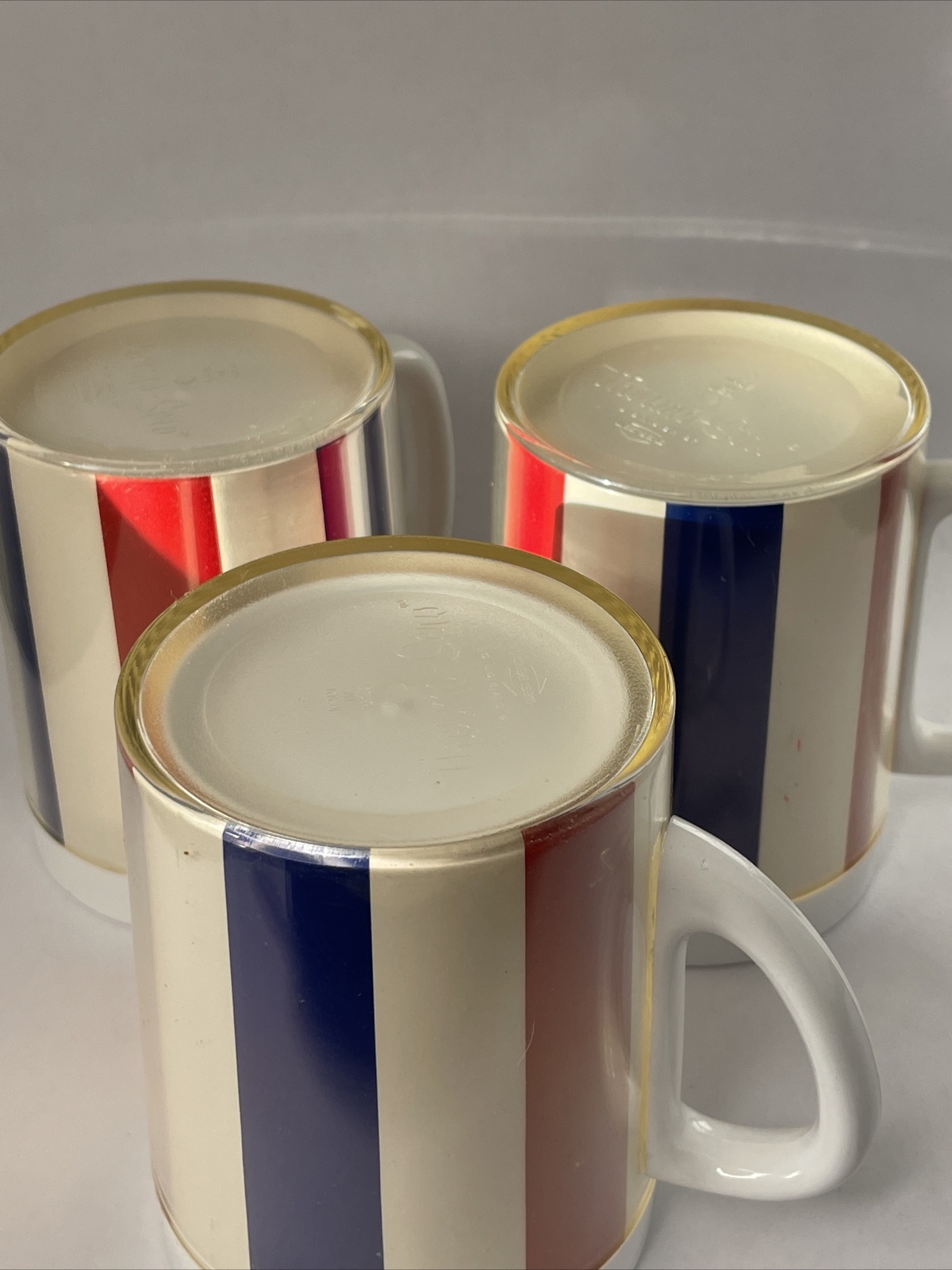 Thermo Serve Hot Chocolate Coffee Mugs Red White Blue Stripe Set of 3 ...