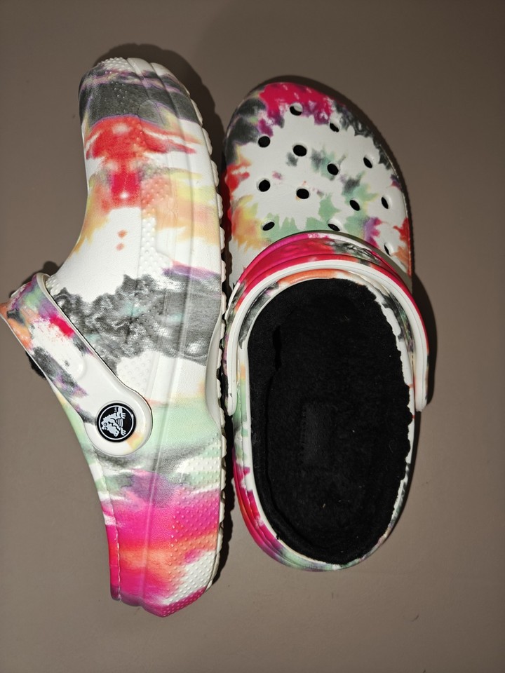 Fuzzy Multicolored Tie-Dyed Crocs Women's US Size 7 | eBay
