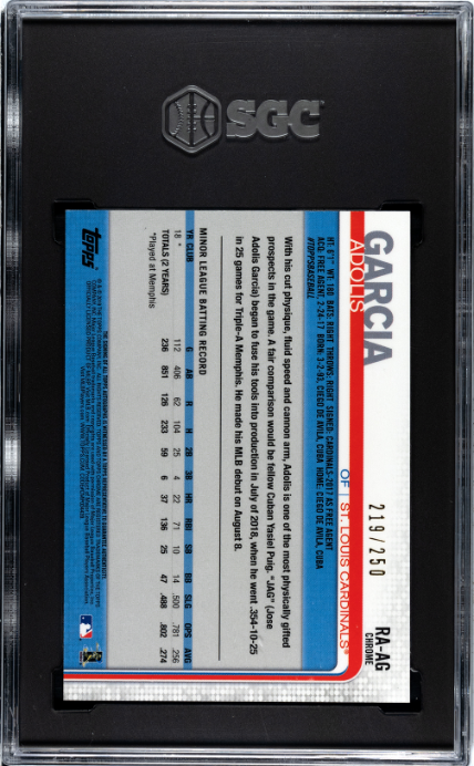 2019 Topps Chrome #RA-AG 9.5 Adolis Garcia Rookie Auto. Purple Refractor SGC 9.5 | eBay