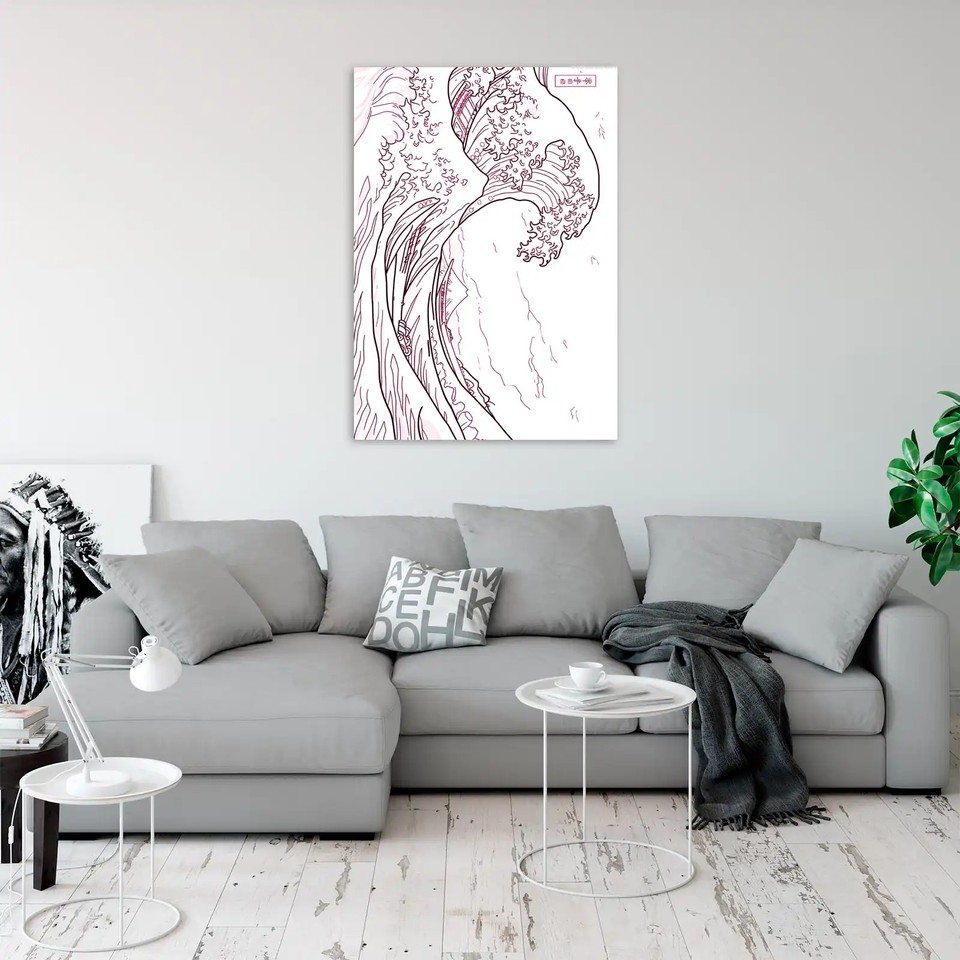 Abstract Wave Graphic Pink Canvas Print Large Picture Wall Art | eBay UK