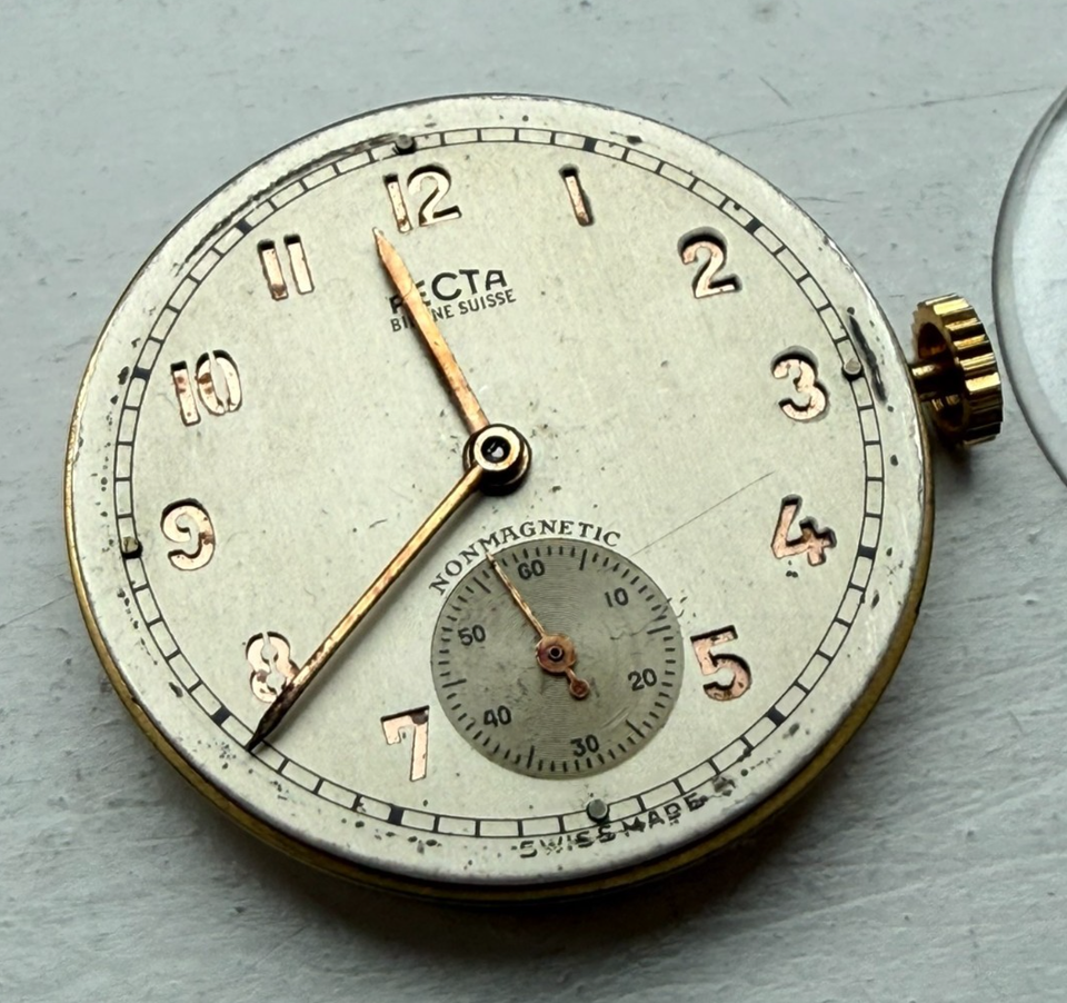 Genuine Recta Mechanical Manual Watch Movement + Dial + Hands + Crown ...