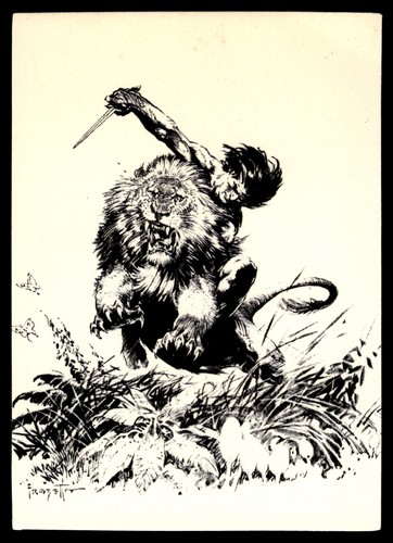 Frank Frazetta Fantasy Art Exotic Sexy Pin Up Card 2 Tarzan Kills the ...