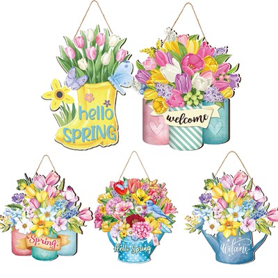 Welcome Sign for Door Decor Hanging Sign, Flower Welcome Door Sign ...