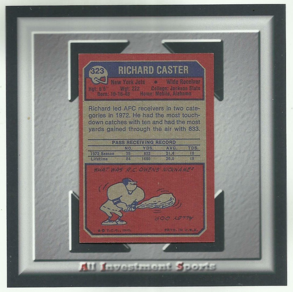 1973 Topps RICHARD CASTER #323 MINT **Great football card** TD87 | eBay