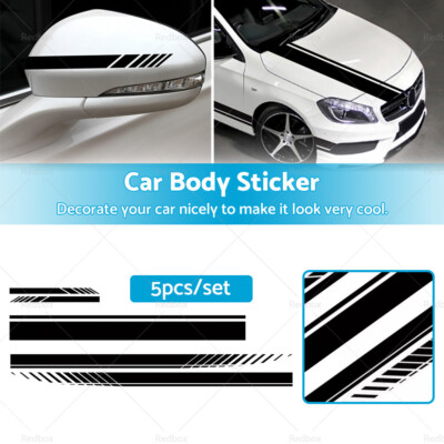 5x Car Side Body Sticker Vinyl Hood Roof Decals Racing Long Stripe ...