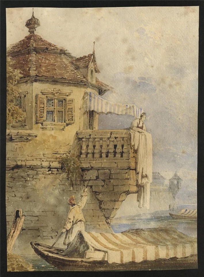 In The Style Of Samuel Prout - At Wurzburg - Watercolour Painting ...