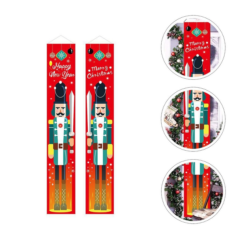 1Pair Christmas Welcome Sign Banner Printed Oxford Cloth Door Curtain ...