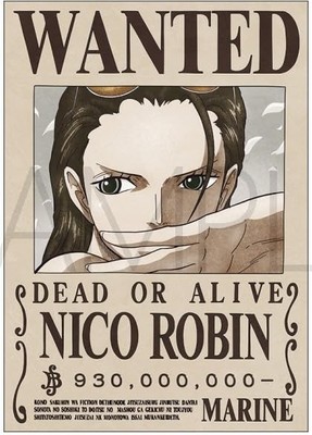One Piece Wanted Poster Robin 930 Million Navy Official Wanted Official ...