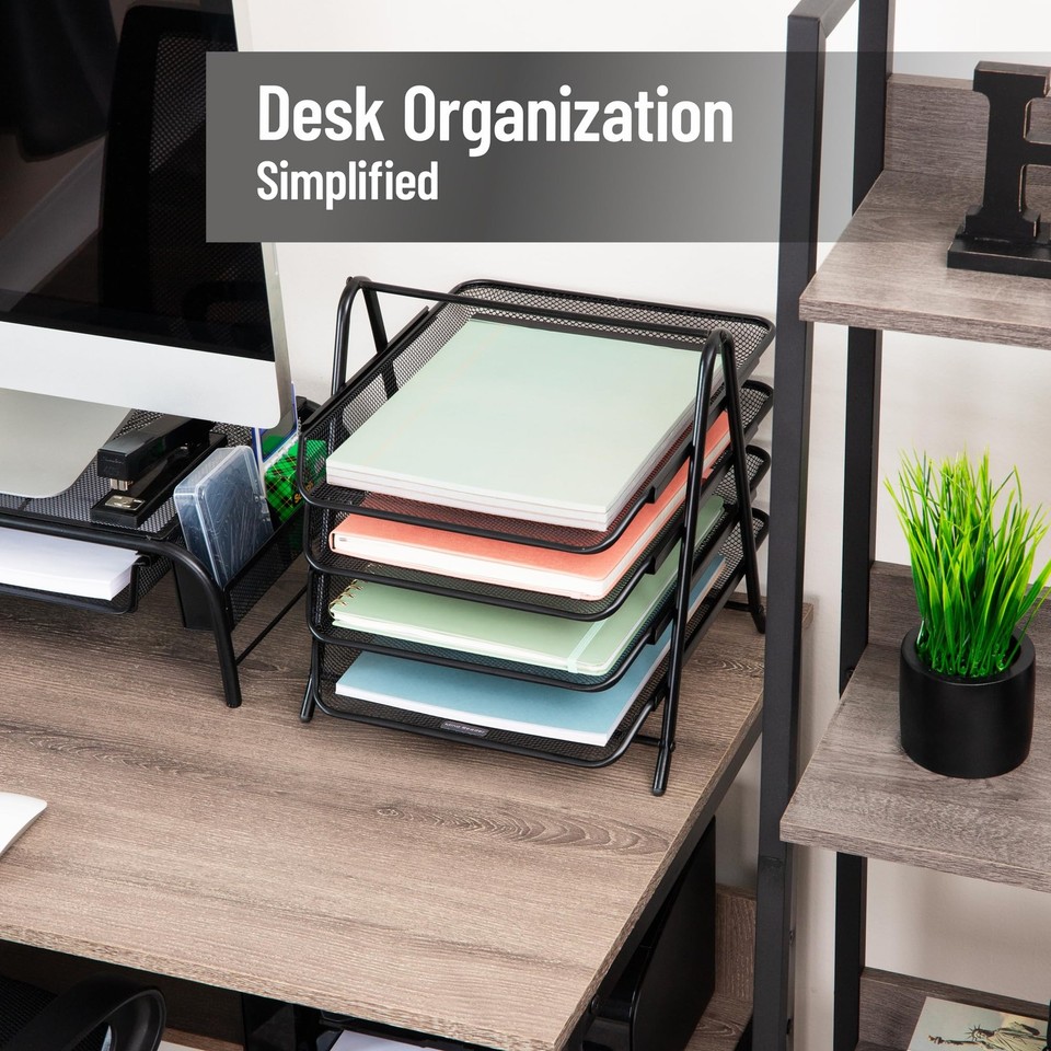 4-Tier Paper Tray, Desktop Organizer, File Storage, Workspace, Office ...