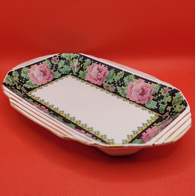 Vintage Royal Albert Needle Point Porcelain Butter Dish Serving Plate 7 ...