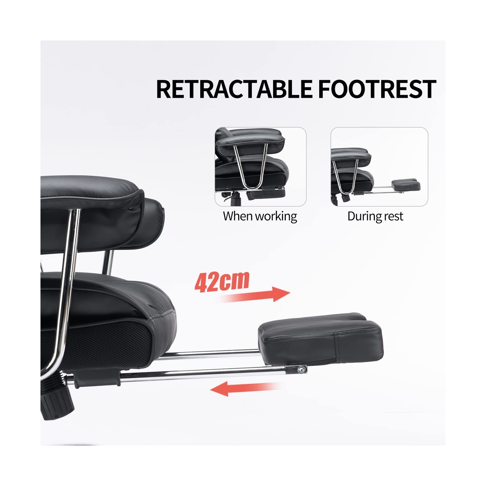 Efomao Desk Office Chair 400LBS, Big High Back PU Leather Computer ...