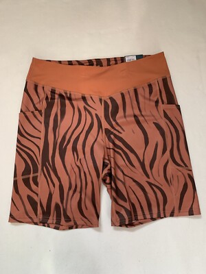 NWT Tek Gear Women's High-Rise Pecan Zebra Print Active Bike Shorts 2XL ...