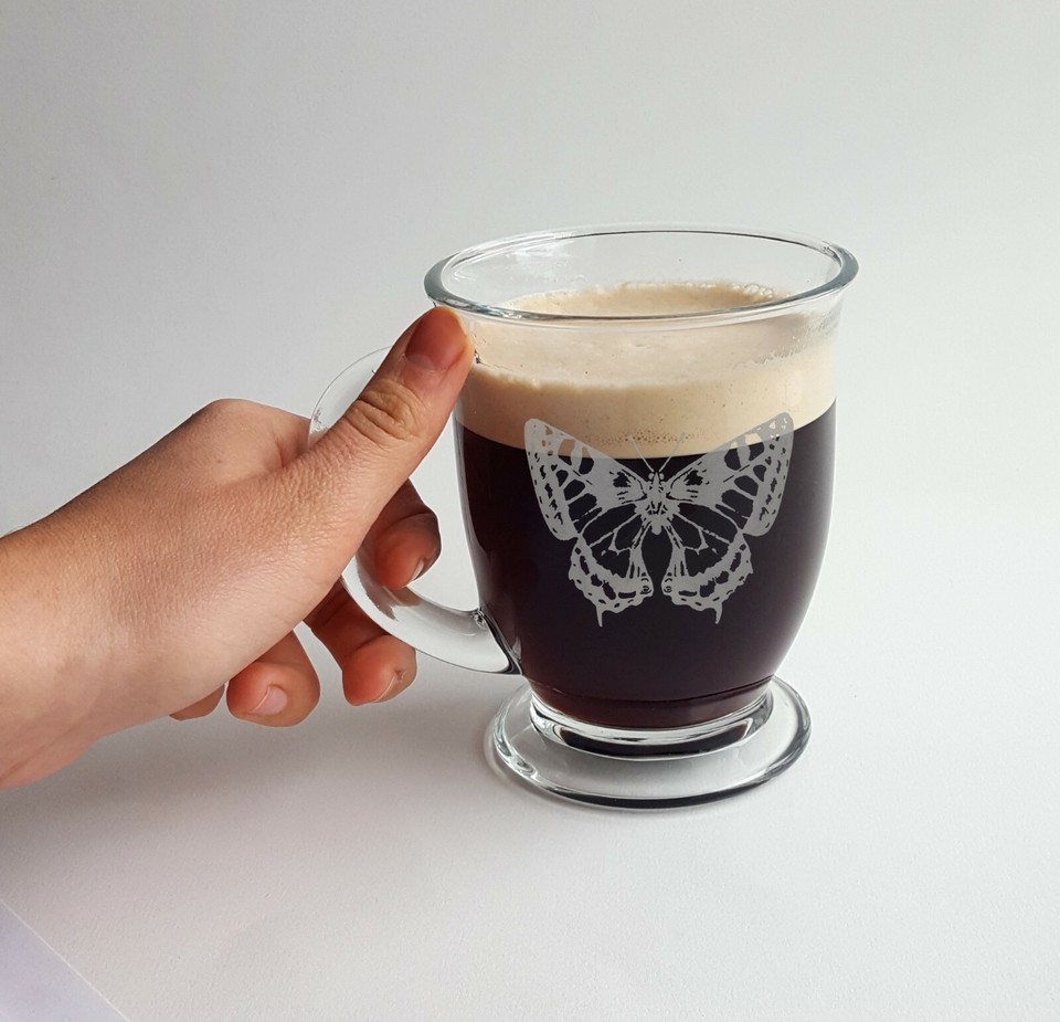 Butterfly Coffee Mug: Free Personalization, 16 ounce Glass Tea Cup ...