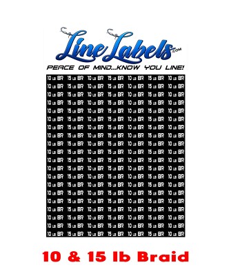 Fishing Line Label Sticker Decal Fish Lure Braid White on Black 10 & 15 ...