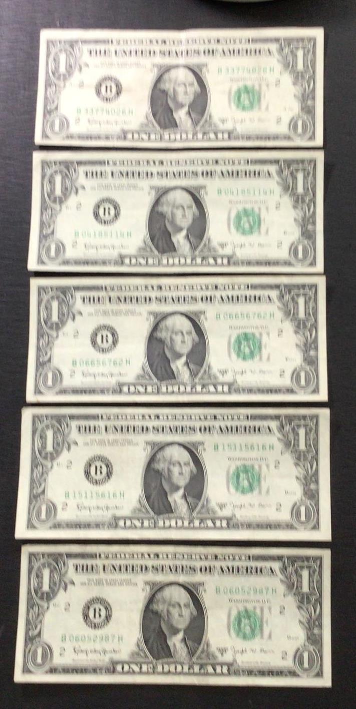 1963B $1 Federal "BARR" Notes Collection of 5 Assorted! X4026 Old US ...
