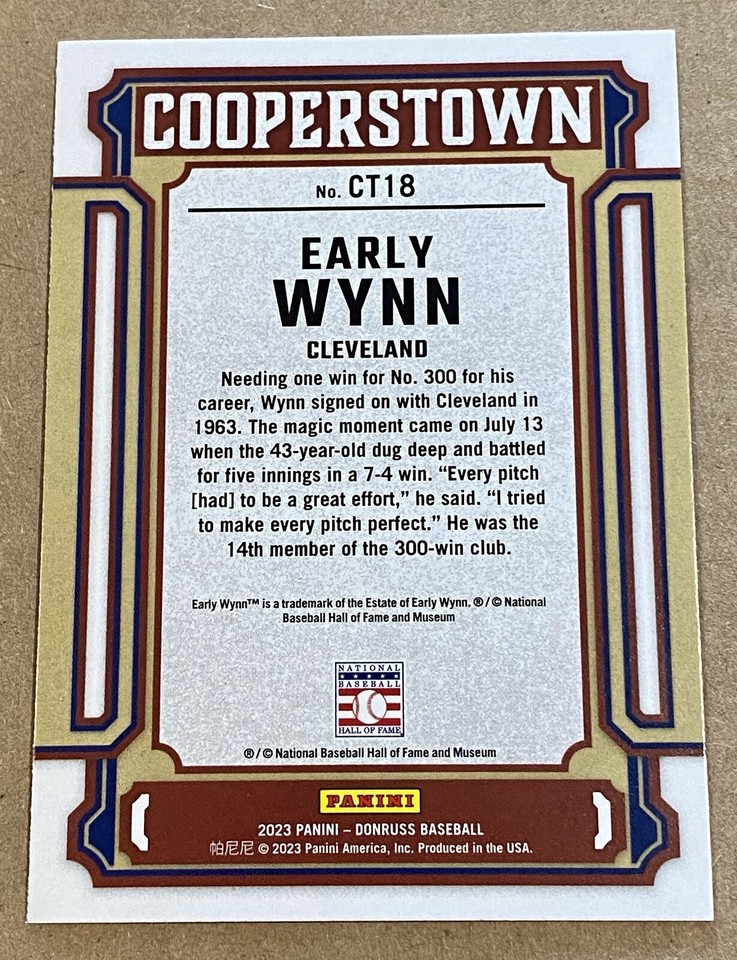 2023 Donruss Cooperstown Vector Insert- Early Wynn #CT18 Cleveland | eBay