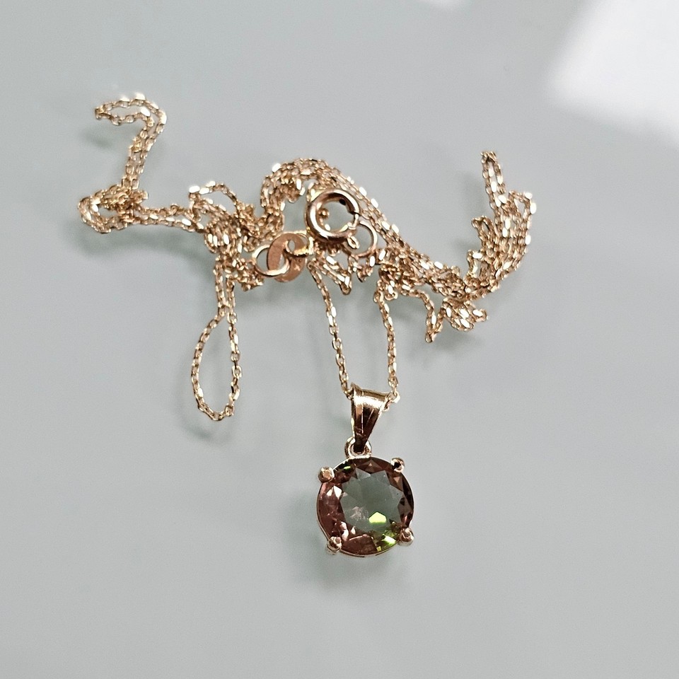 Color Change 14K Solid Gold Diaspore Sultanit Pendant 8mm, No US Import ...