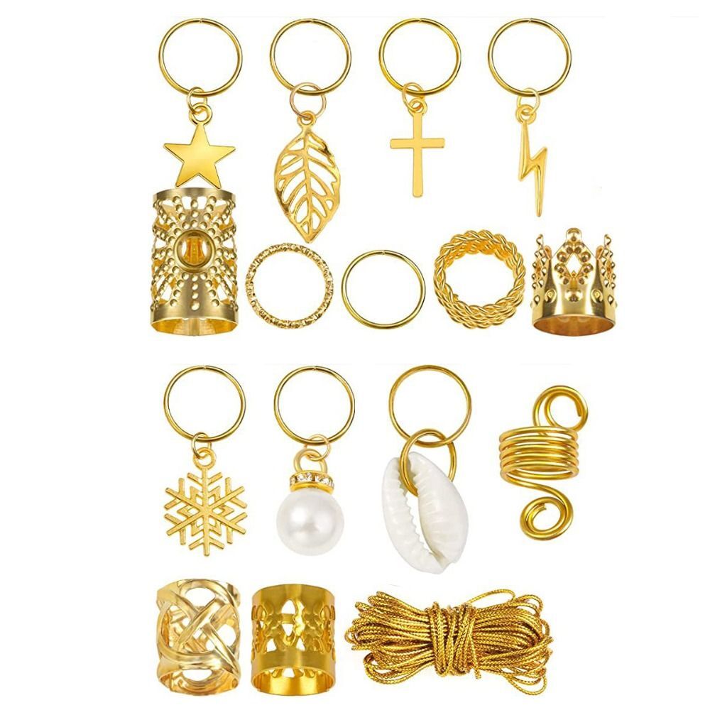 259pcs Gold Hair Ring Hair Cuffs Clips Mixing Hair Braid Tubes for ...