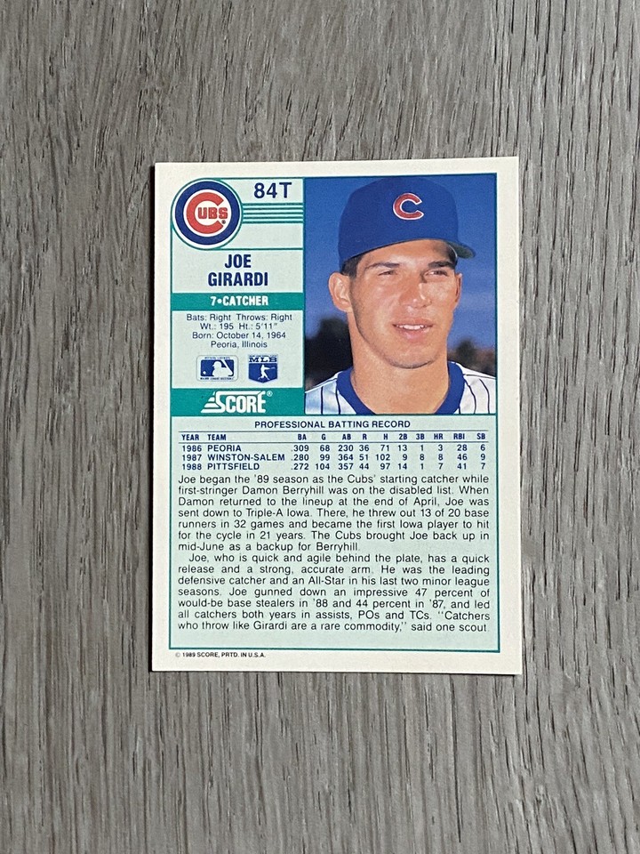 1989 MLB Score Rookie & Traded | Joe Girardi RC | #84T | Chicago Cubs ...