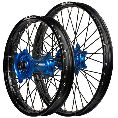 Yamaha YZ250WR 1990 Envy / DID SNR Wheel Set 21/18 Black Rims Blue Hubs ...