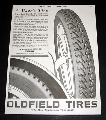 1920 OLD MAGAZINE PRINT AD, OLDFIELD TIRES, THE MOST TRUSTWORTHY TIRES ...