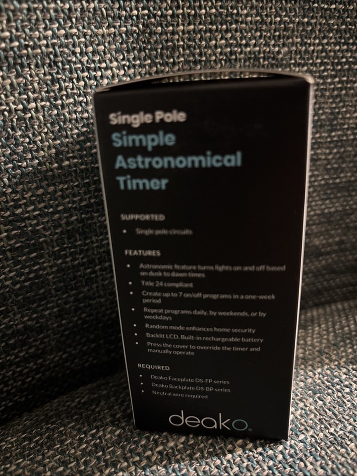 Deako Lighting Single Pole Simple Astronomical Timer, (DS-SA1N-WHWH-UCX) NEW | eBay