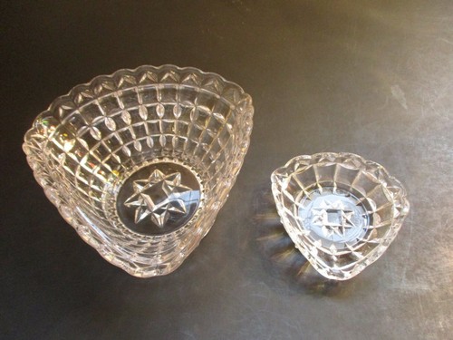 VTG~ EAPG TRIANGLE SHAPED CLEAR GLASS BOWL WITH SCALLOPED EDGE W/1 ...