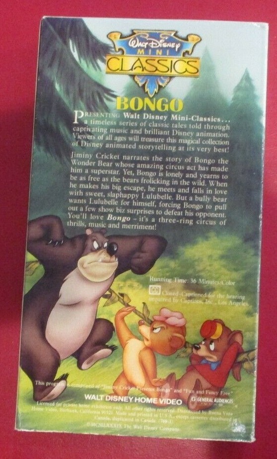 Walt Disney Classics: Bongo (VHS 1991) | eBay