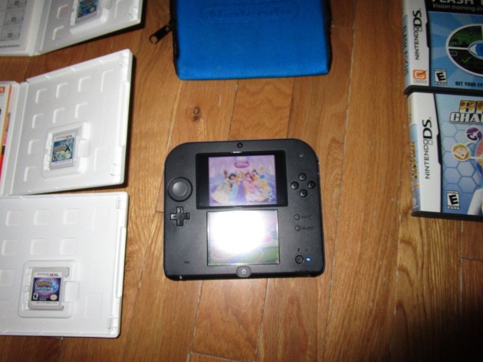 nintendo 2ds console blue bundle +POKEMON ALPHA SAPPHIRE MOON & X & 9 ...