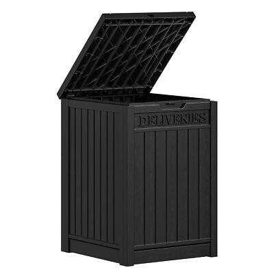51 Gal Weatherproof Outdoor Delivery Storage Bin Lock Lid Resin Parcel ...