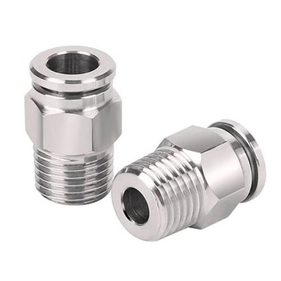 Stainless Steel Male Stud Push In Fit Pneumatic Fittings Connector Air ...