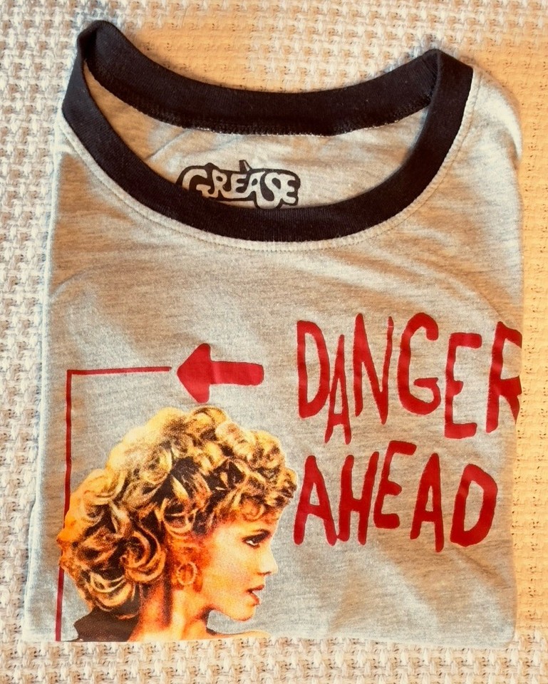 Grease Movie Medium Tee Shirt Very Light Gray. Danger Ahead | eBay
