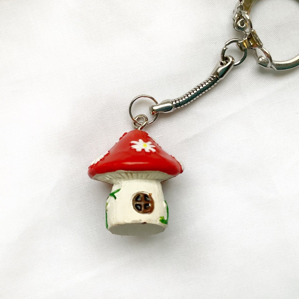 Red Mushroom Keychain Charm Handbag Accessories Purse Car Keys Zipper ...