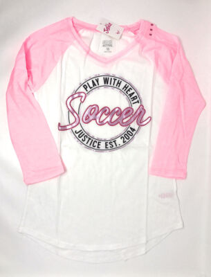 Justice for Girls White Soccer Long Sleeve Shirt~Size 10~NWT~Back to ...