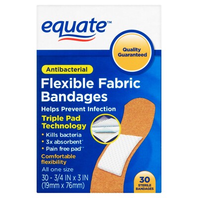 Equate Flexible Fabric Bandages: Antibacterial Triple Pad Technology ...