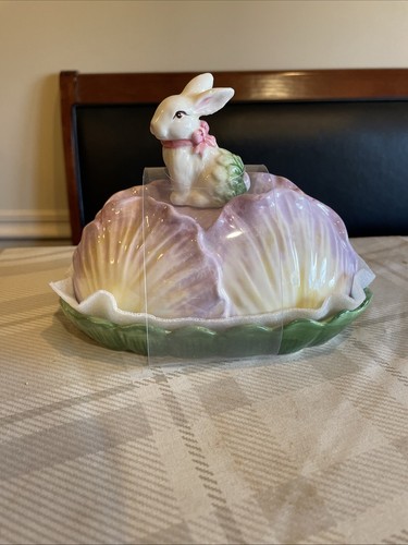 New Corner Ruby Easter/Spring Bunny Leaves Butter Dish | eBay