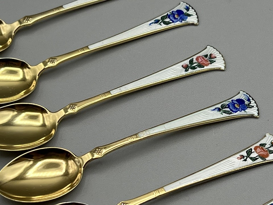 Stunning Aksel Holmsen Sterling Silver Guilloche Enamel Norwegian Tea ...