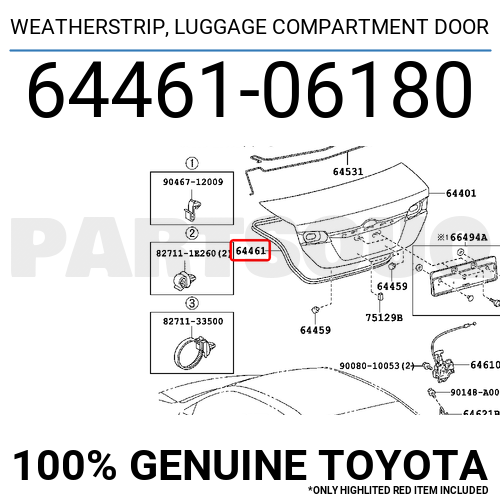 6446106180 Genuine Toyota WEATHERSTRIP 64461-06180 | eBay