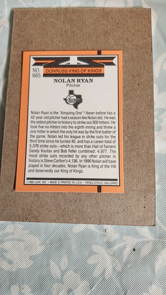 1989 Donruss Nolan Ryan # 665 Diamond Kings HOLY GRAIL ERROR Card ...