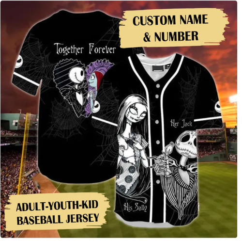 Jack Skellington And Sally 3D Baseball Jersey Shirt HALLOWEEN GIFT BEST ...