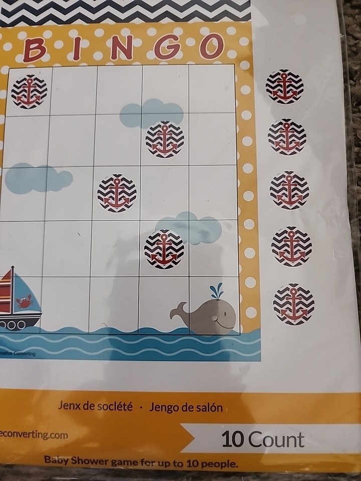 Ahoy Matey Bingo Game Sailboat Ocean Animal Baby Shower Party Activity ...