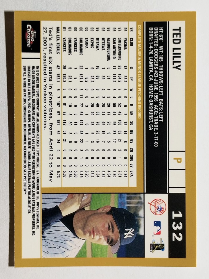 2002 Topps Chrome #132 Ted Lilly | eBay