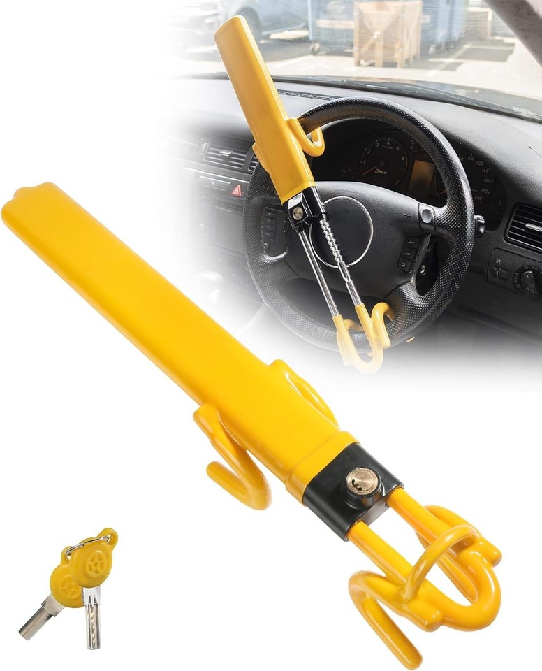 Bright Yellow Anti-Theft Steering Wheel Lock with Double Protection ...