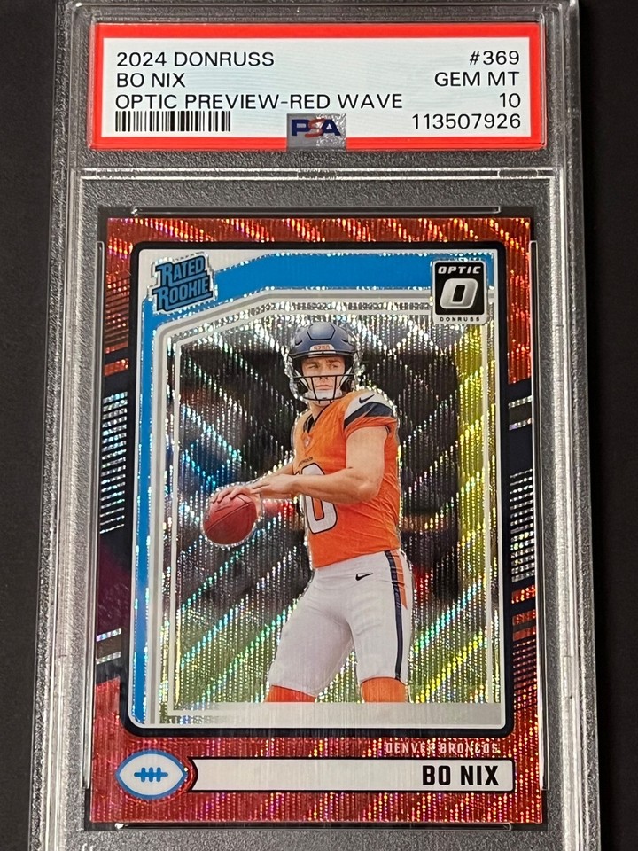 2024 Panini Donruss Bo Nix Optic Preview Red Wave PSA 10 Gem Mint ...
