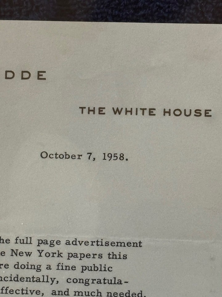 Signed President Dwight Eisenhower Letter On Watermarked Whiting Woven ...