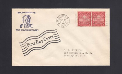 FDC: Scott #656 2c Edison Coil Pair - June 11, 1929 | eBay