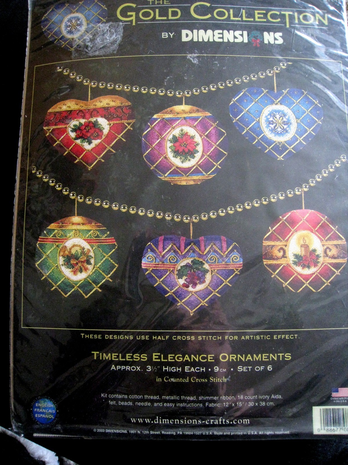 2x Dimensions Gold Collection 8706 Timeless Elegance Ornaments Cross ...